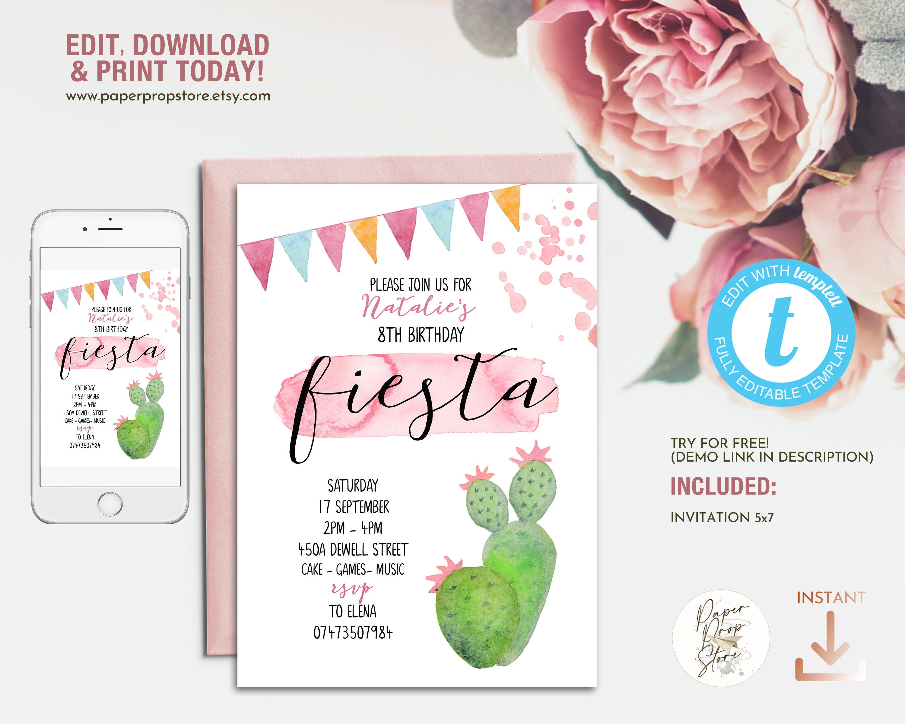 Fiesta Birthday Party Invitation Template Self Editing - Etsy
