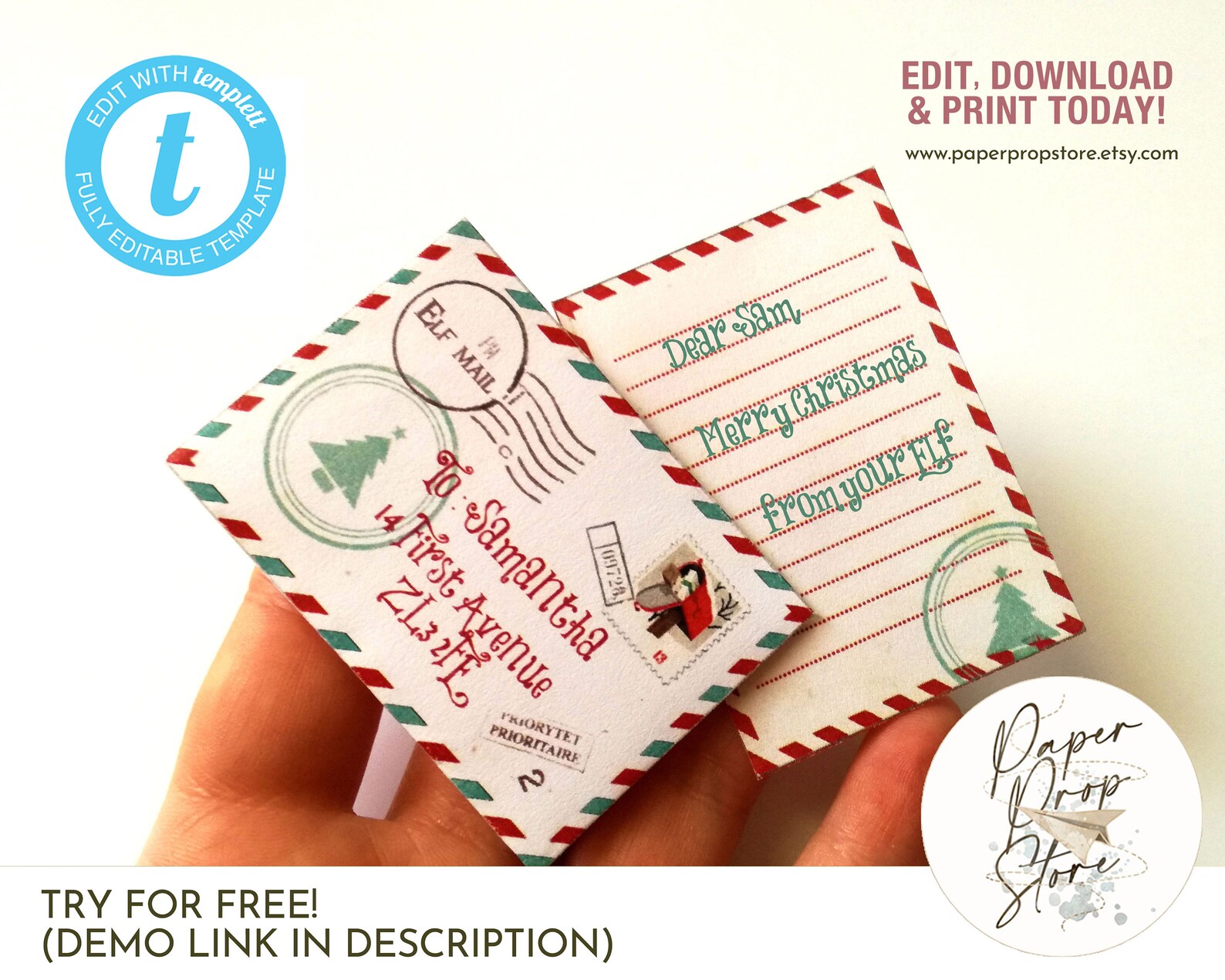 Printable Elf Letters to Kids Editable Festive Christmas Elf - Etsy