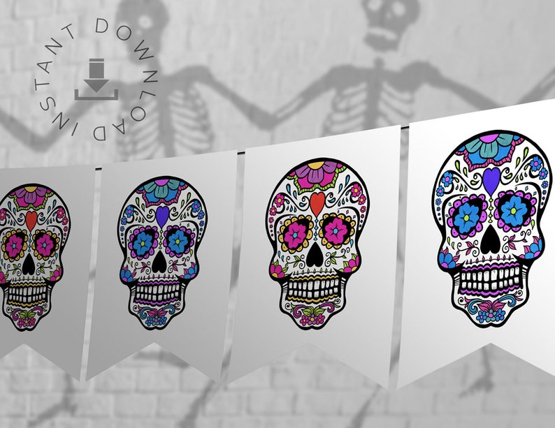 Day of the Dead, Halloween Printable Banner, Día De Los Muertos, Gothic ...