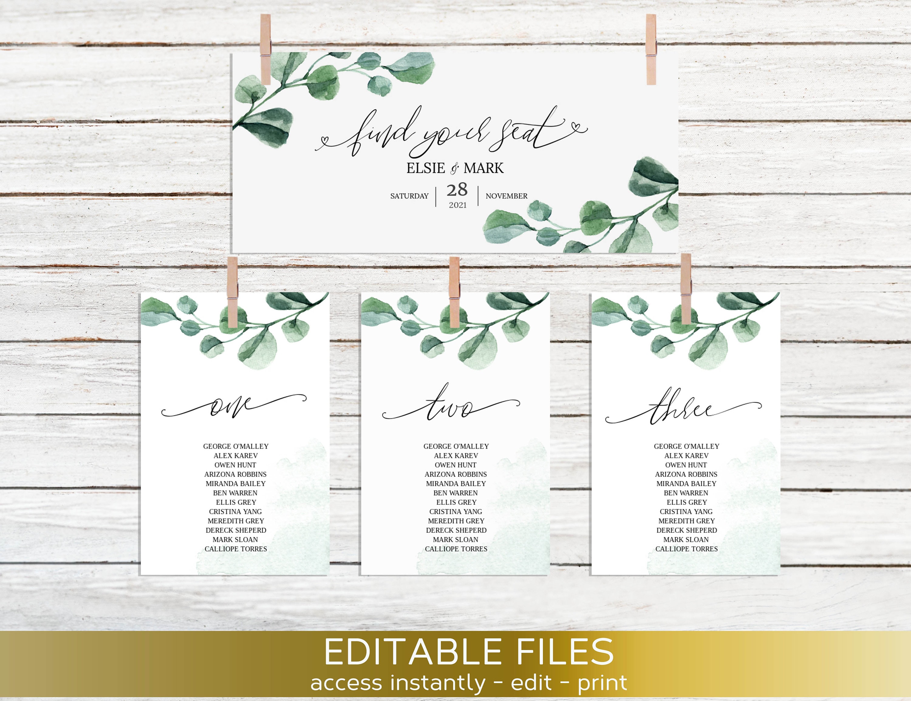 Editable DIY Hanging Cards Seating Plan Printable Wedding - Etsy