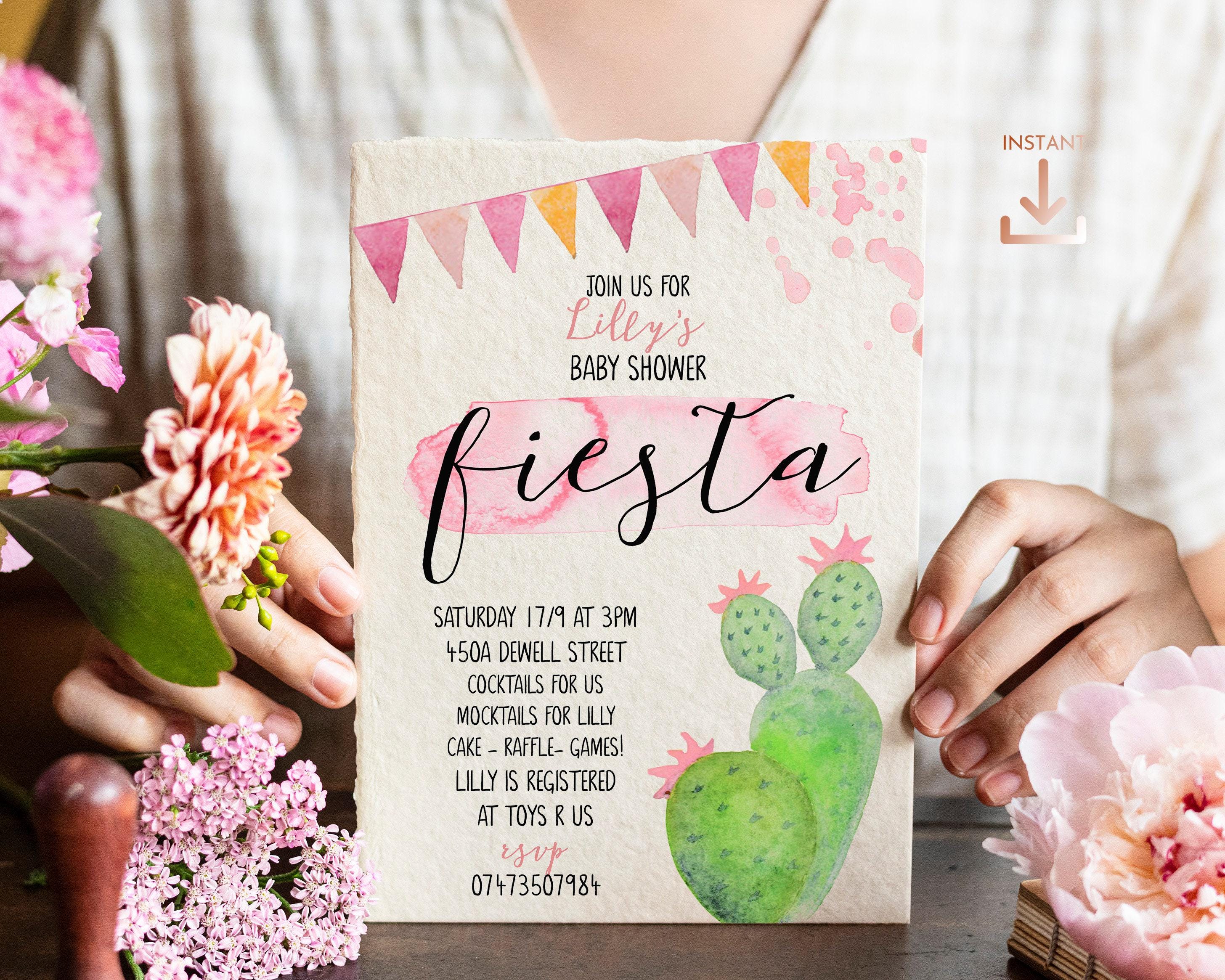 Fiesta Birthday Party Invitation Template, Self Editing Watercolor ...