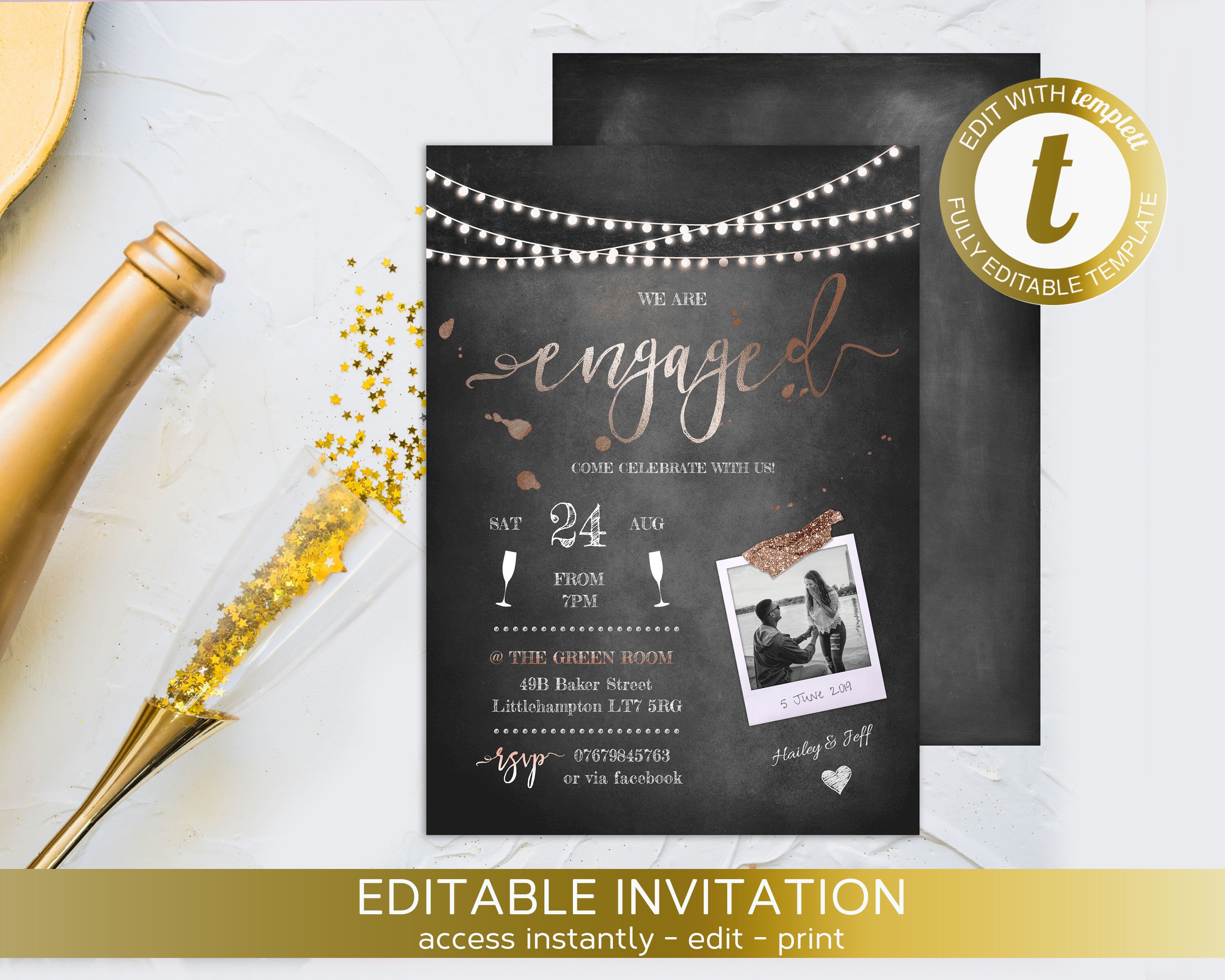 Engagement party invitation Instant Download Fairy Lights | Etsy