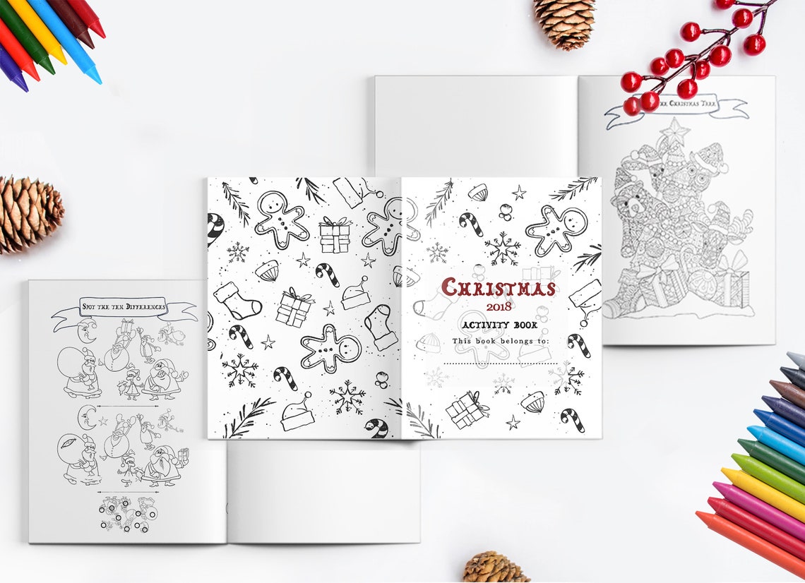 Christmas Activity Pack Xmas Printable Coloring Book Instant | Etsy