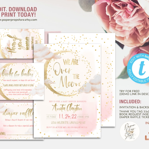 We Are Over the Moon Invitations - Etsy