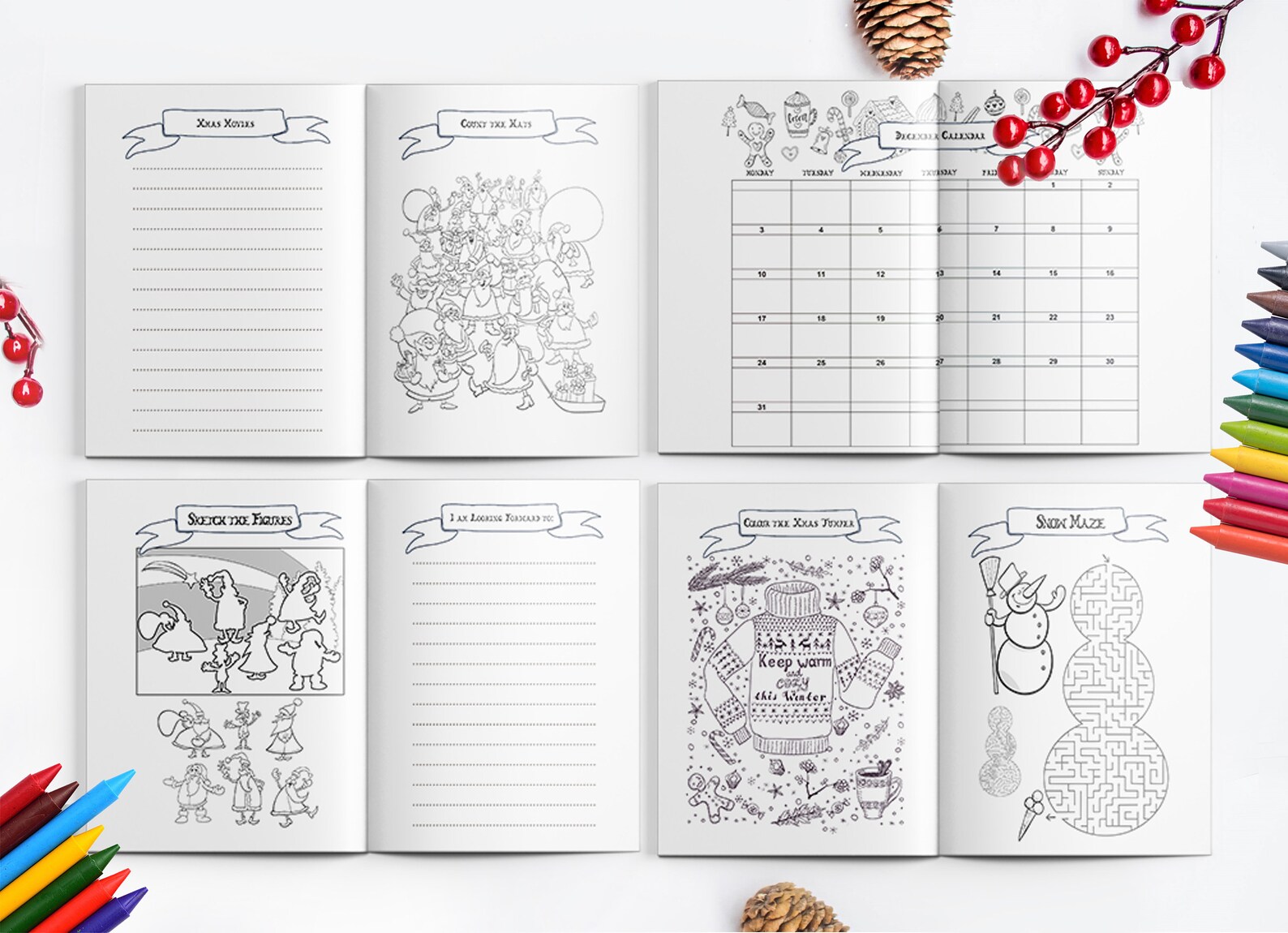 Christmas Activity Pack Xmas Printable Coloring Book Instant Activity ...