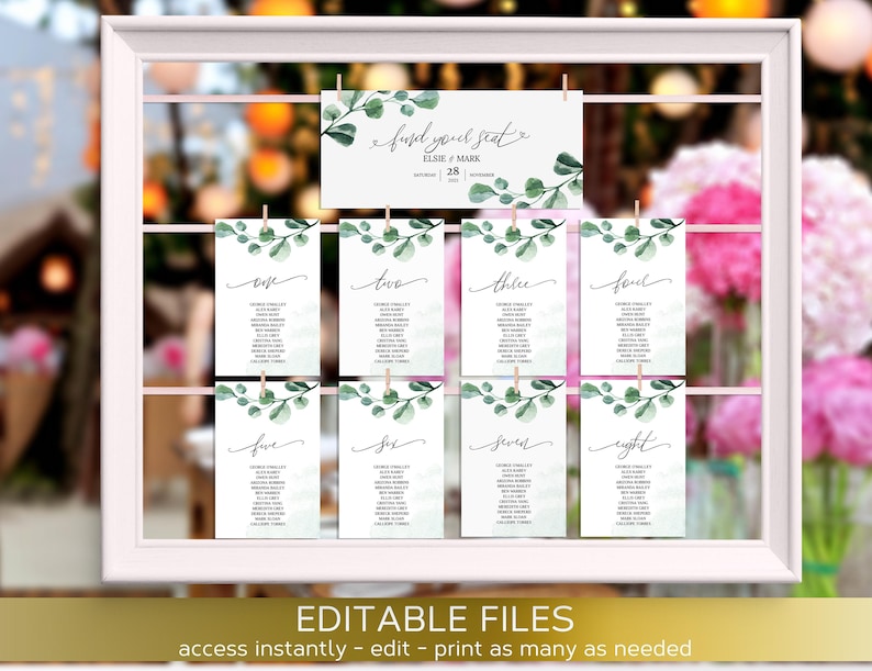 Editable DIY Hanging Cards Seating Plan Printable Wedding - Etsy