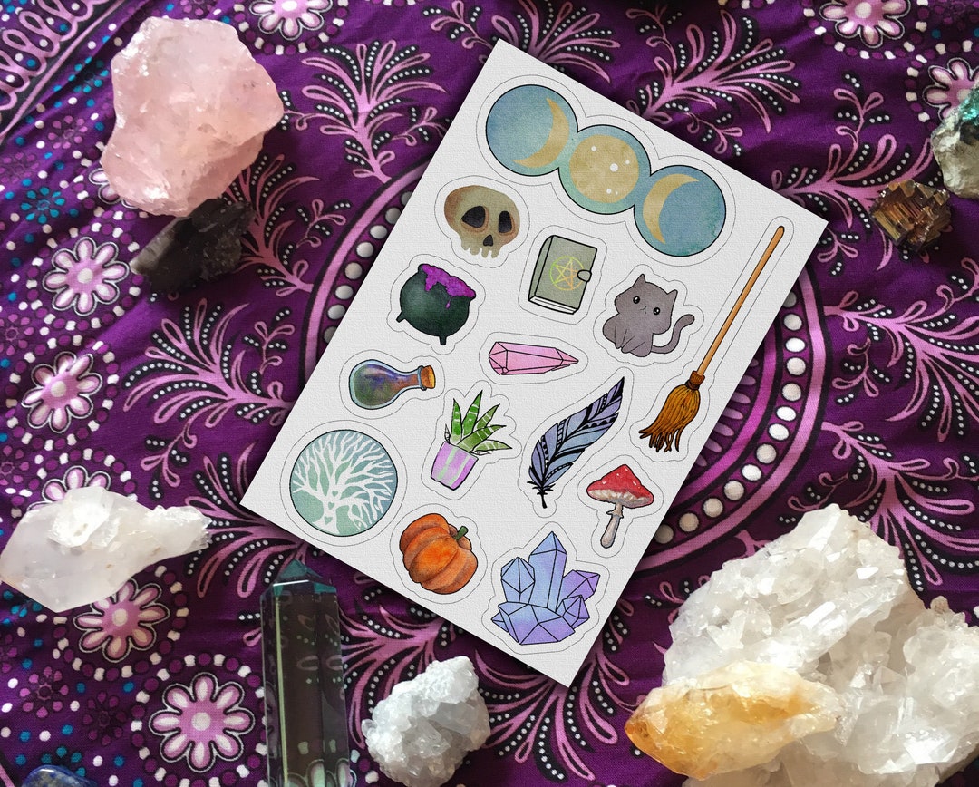Witchy Printable Stickers Halloween Witch Bujo Accessories Fall Pagan ...