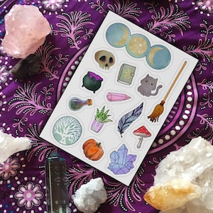 Witchy Printable Stickers Halloween Witch Bujo Accessories Fall Pagan ...
