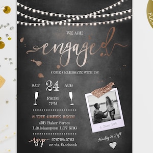 Engagement Party Invitation, Instant Download, Fairy Lights Chalkboard ...