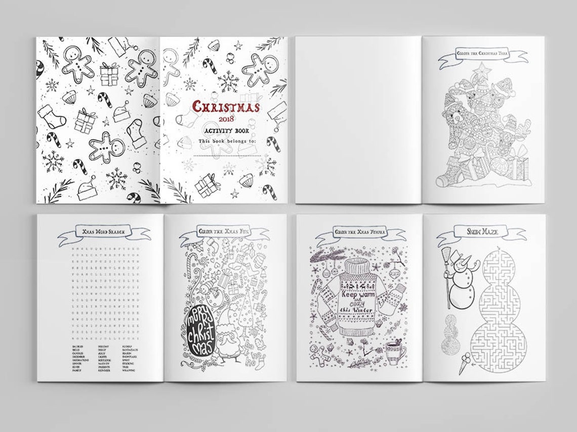 Christmas Activity Pack Xmas Printable Coloring Book Instant | Etsy