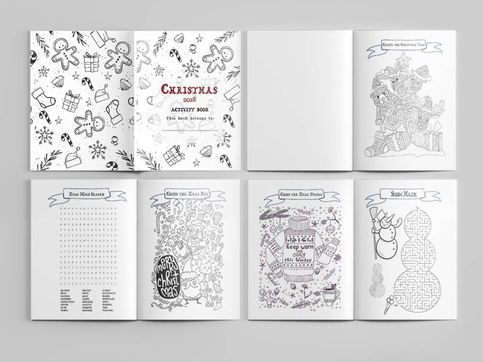 Christmas Activity Pack Xmas Printable Coloring Book Instant Activity ...