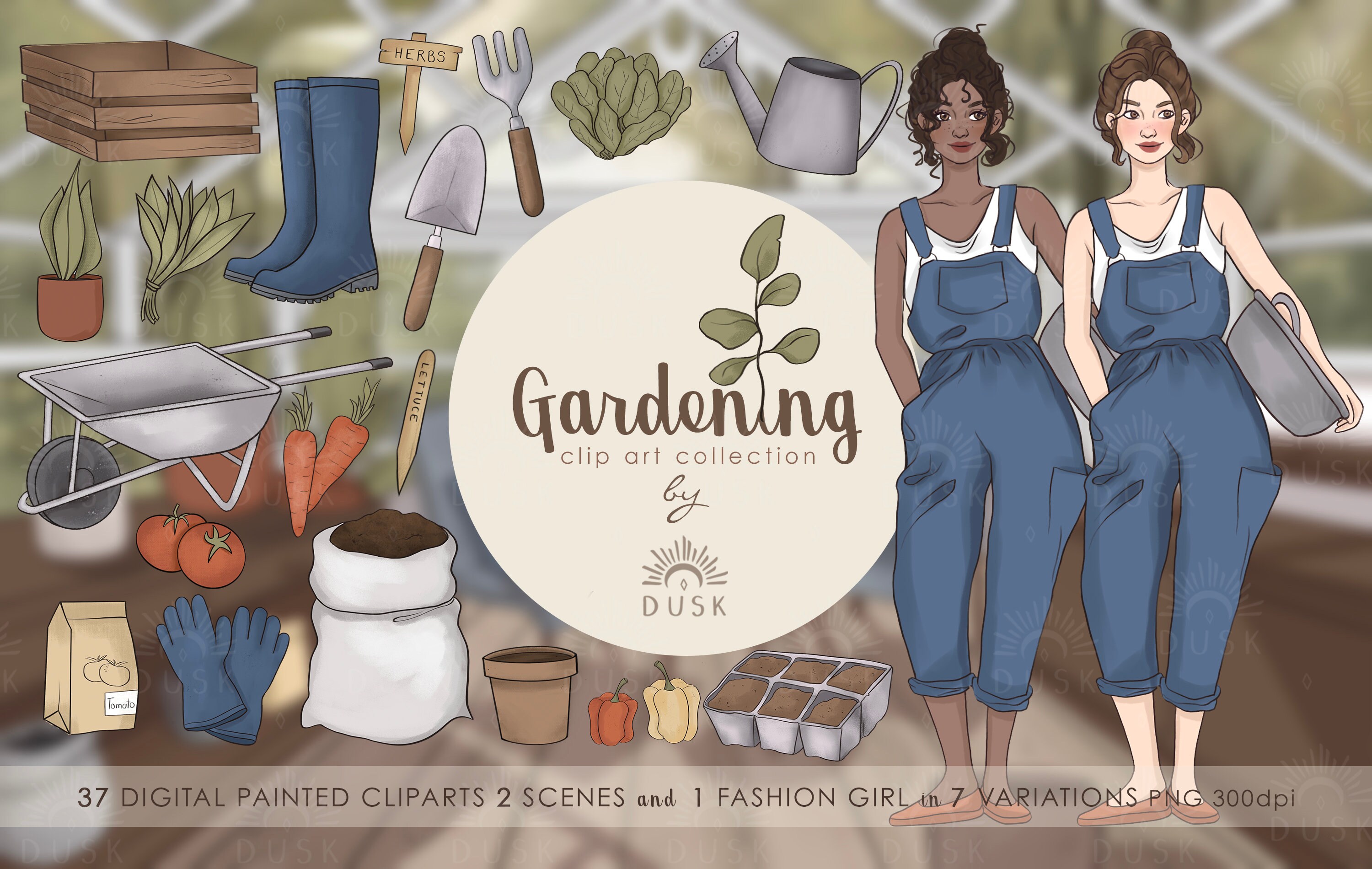 Gardening Clipart Collection BUNDLE, Hand Drawn Clip Art, Planner ...