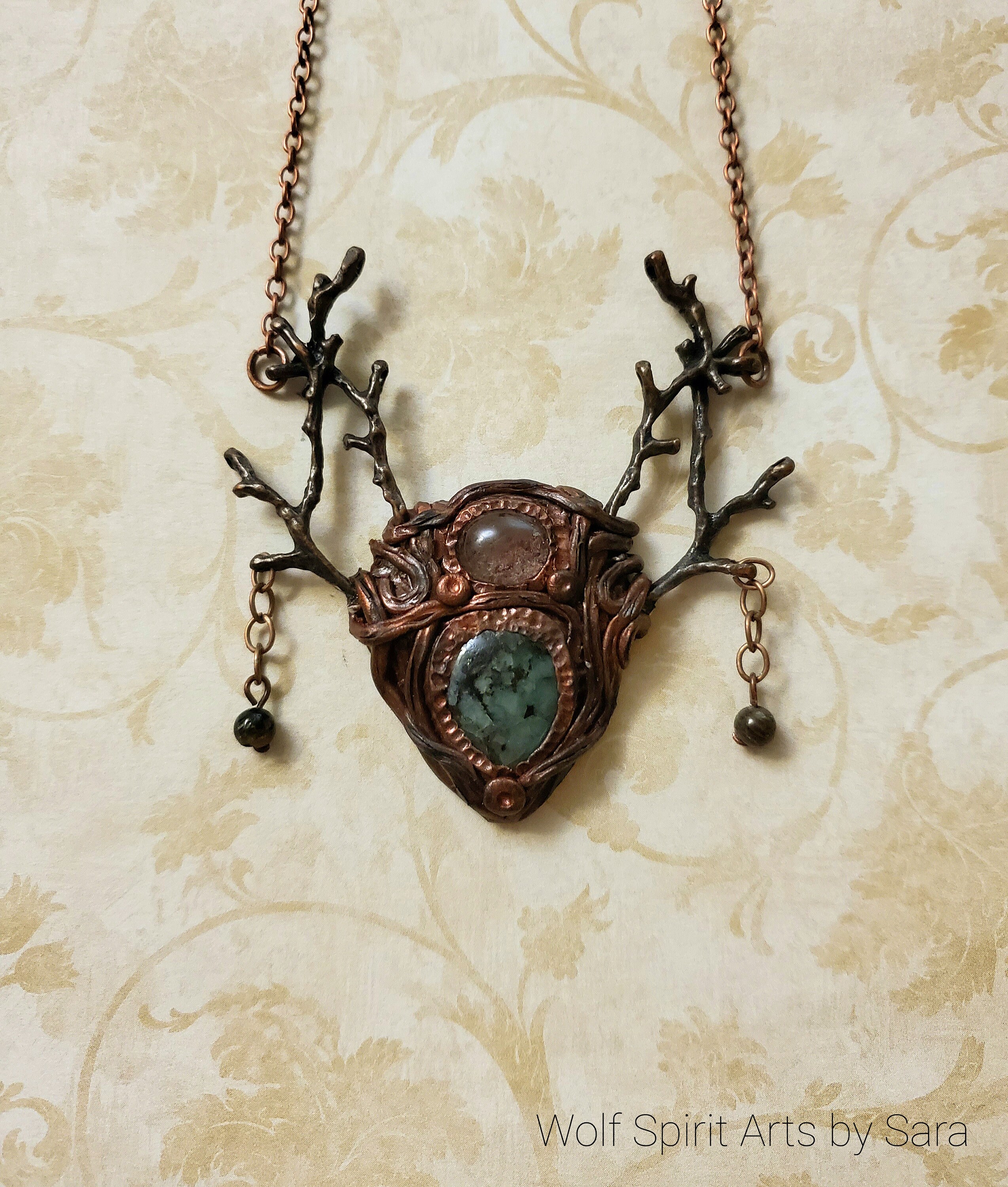 Emerald and Lodalite Talisman, Polymer Clay Pendant, Polymer Clay ...