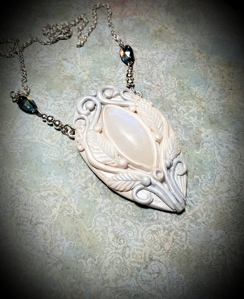 Rainbow Moonstone Elven Talisman Polymer Clay Pendant - Etsy