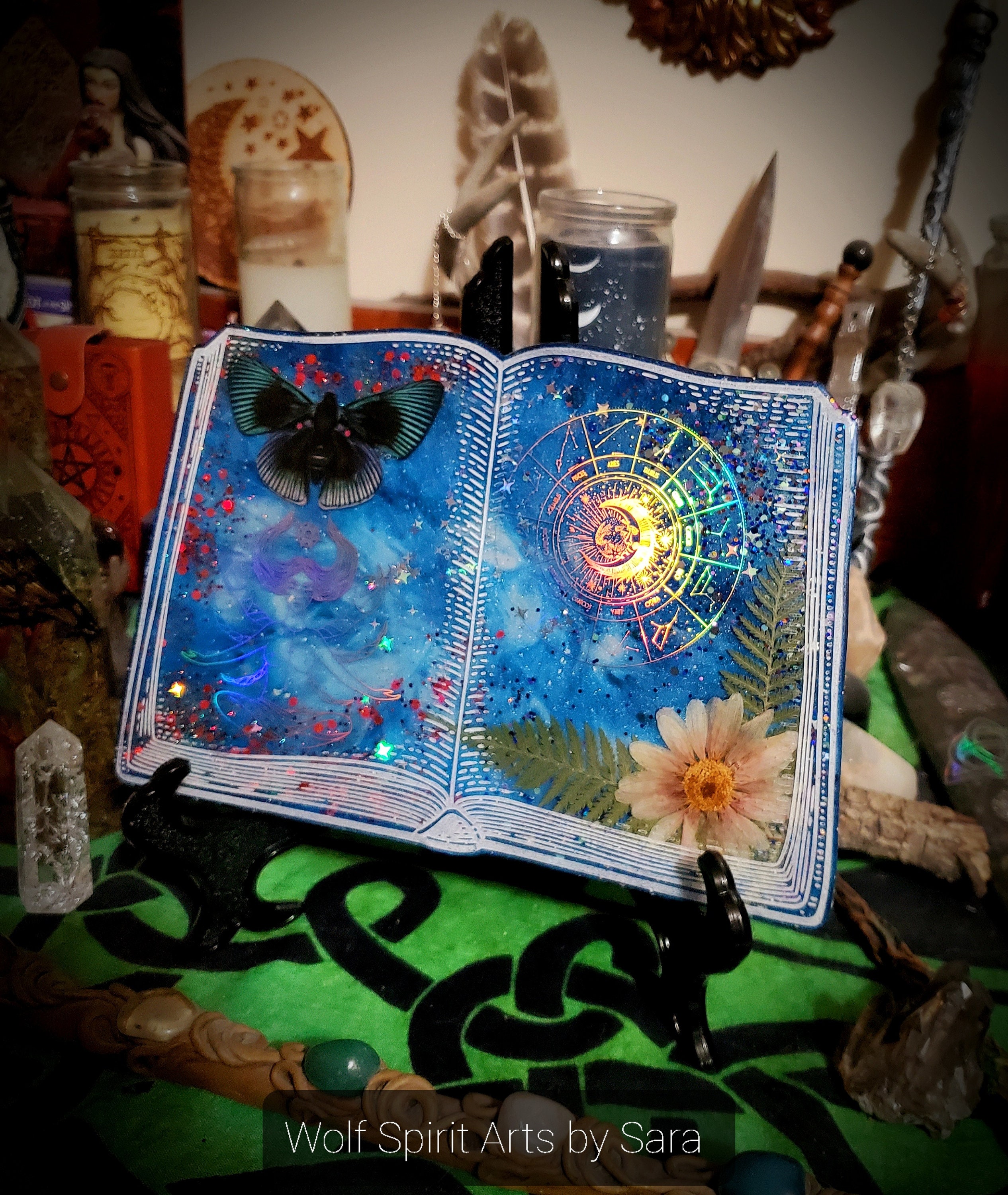 Cancer Zodiac Sign Book Display Piece, Resin Art, Resin Decor, Handmade ...