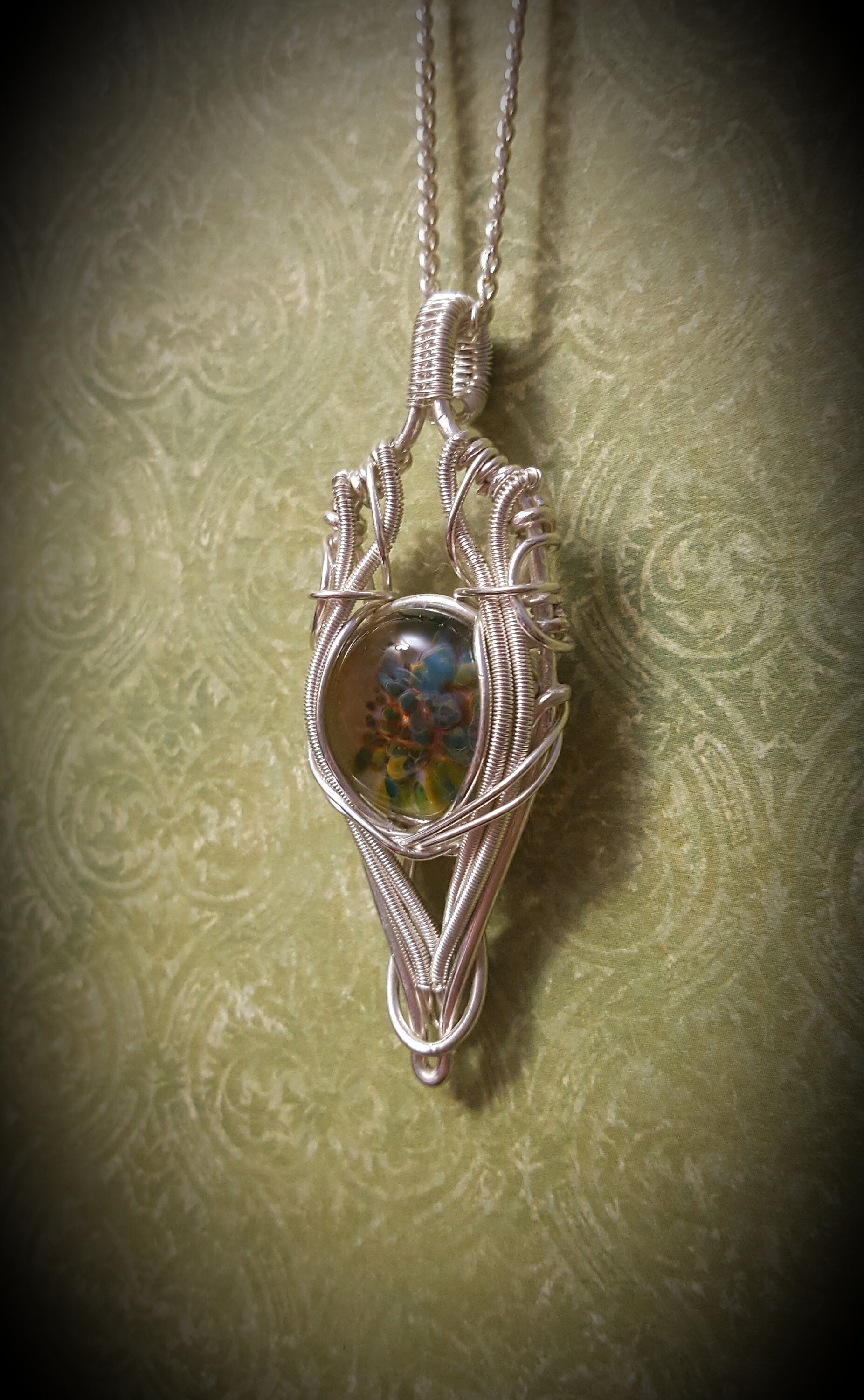 Ethuil Sterling Silver Pendant, Wire Wrapped Pendant, Wire Wrapped ...