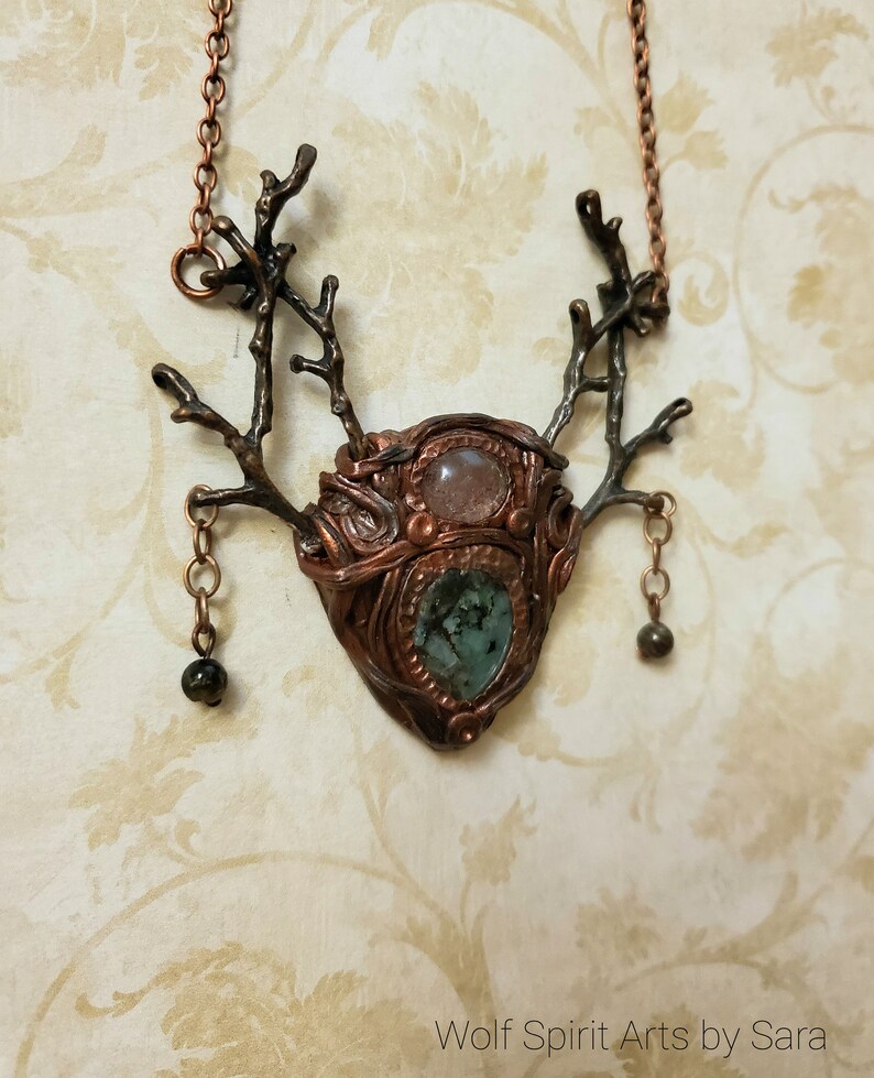 Emerald and Lodalite Talisman, Polymer Clay Pendant, Polymer Clay ...