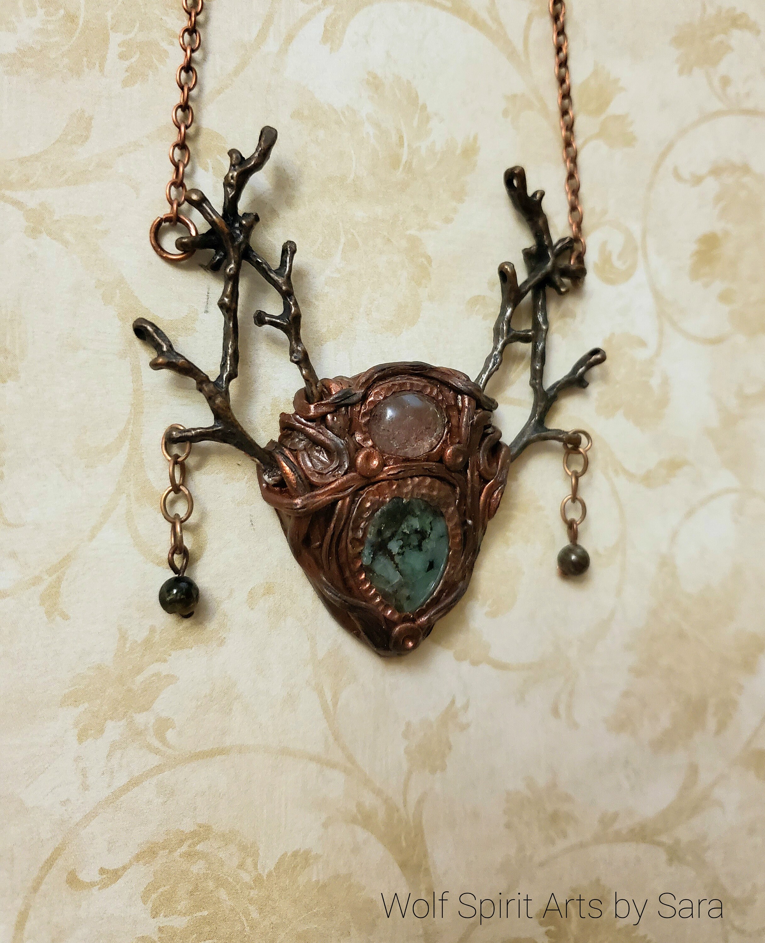 Emerald and Lodalite Talisman, Polymer Clay Pendant, Polymer Clay ...