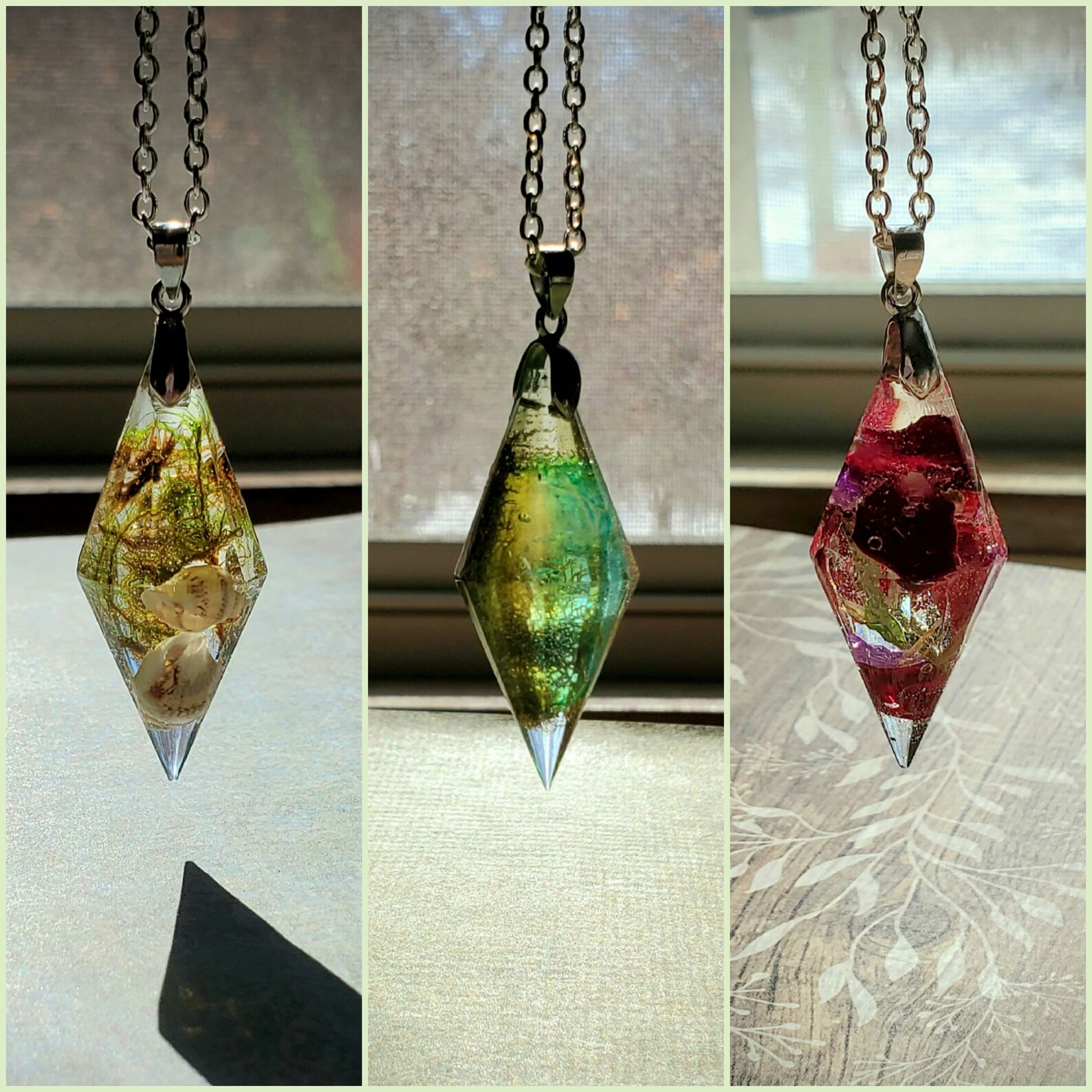 Resin Pendulum Pendants, Resin Jewelry, Crystal Necklace, Handmade ...