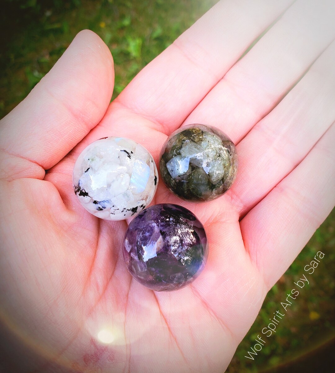 Gemstone and Resin Mini Spheres, Resin Art, Resin Decor, Handmade Art ...