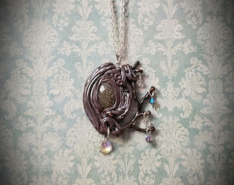 Rainbow Moonstone Elven Talisman Polymer Clay Pendant - Etsy