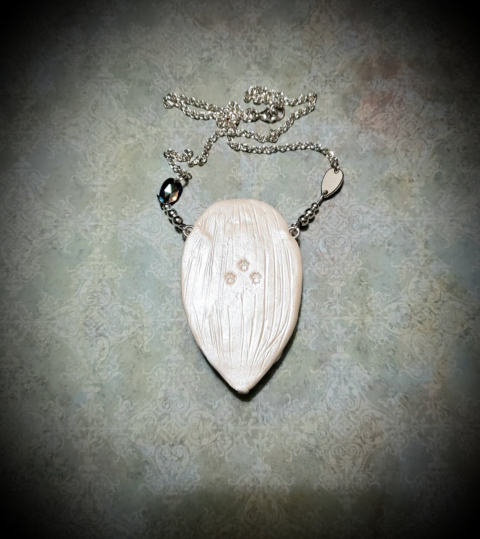 Rainbow Moonstone Elven talisman polymer clay pendant | Etsy