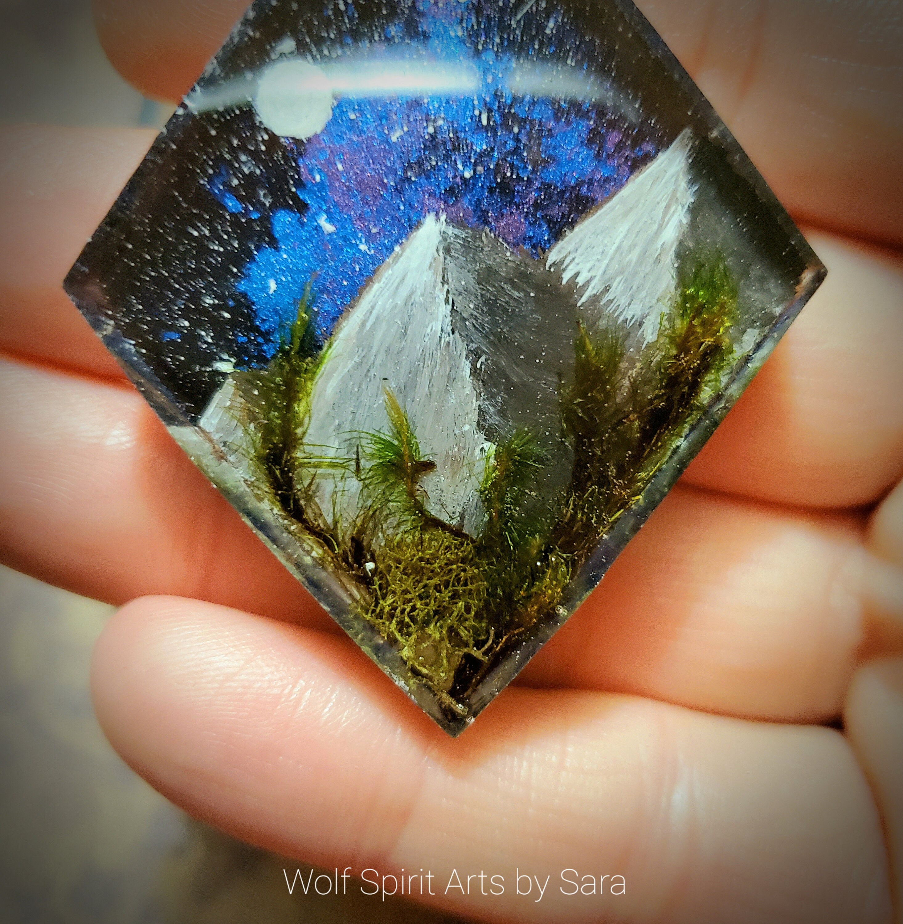 Full Moon Mountain Resin Pendant, Resin Jewelry, Resin Pendant ...