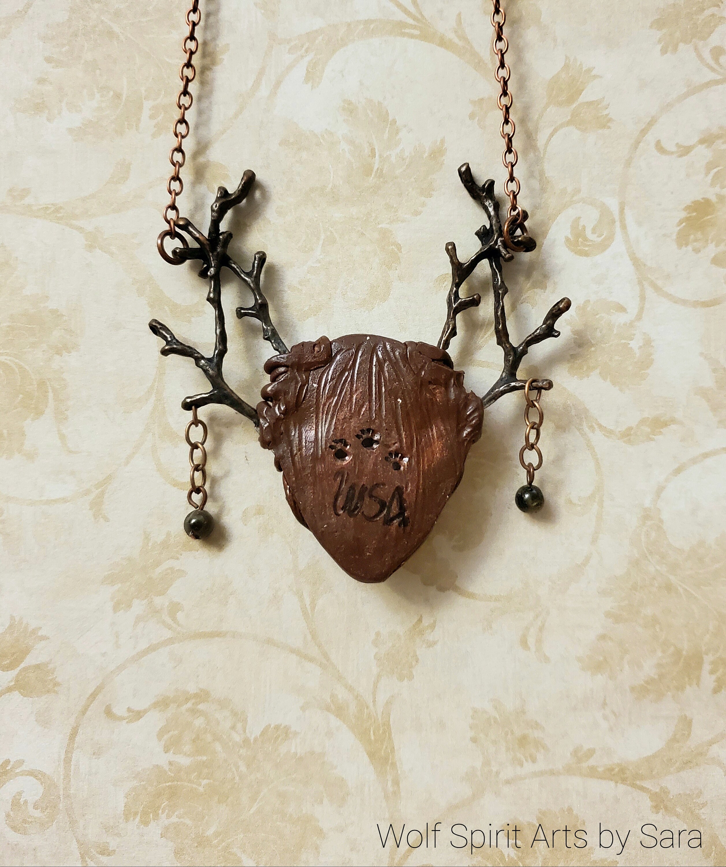 Emerald and Lodalite Talisman, Polymer Clay Pendant, Polymer Clay ...