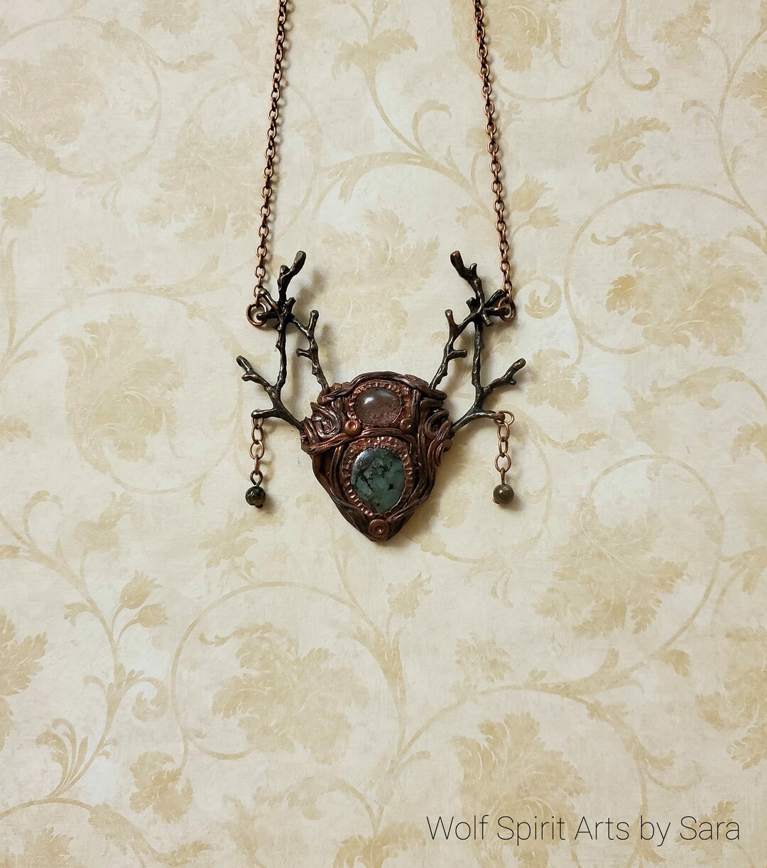 Emerald and Lodalite Talisman, Polymer Clay Pendant, Polymer Clay ...