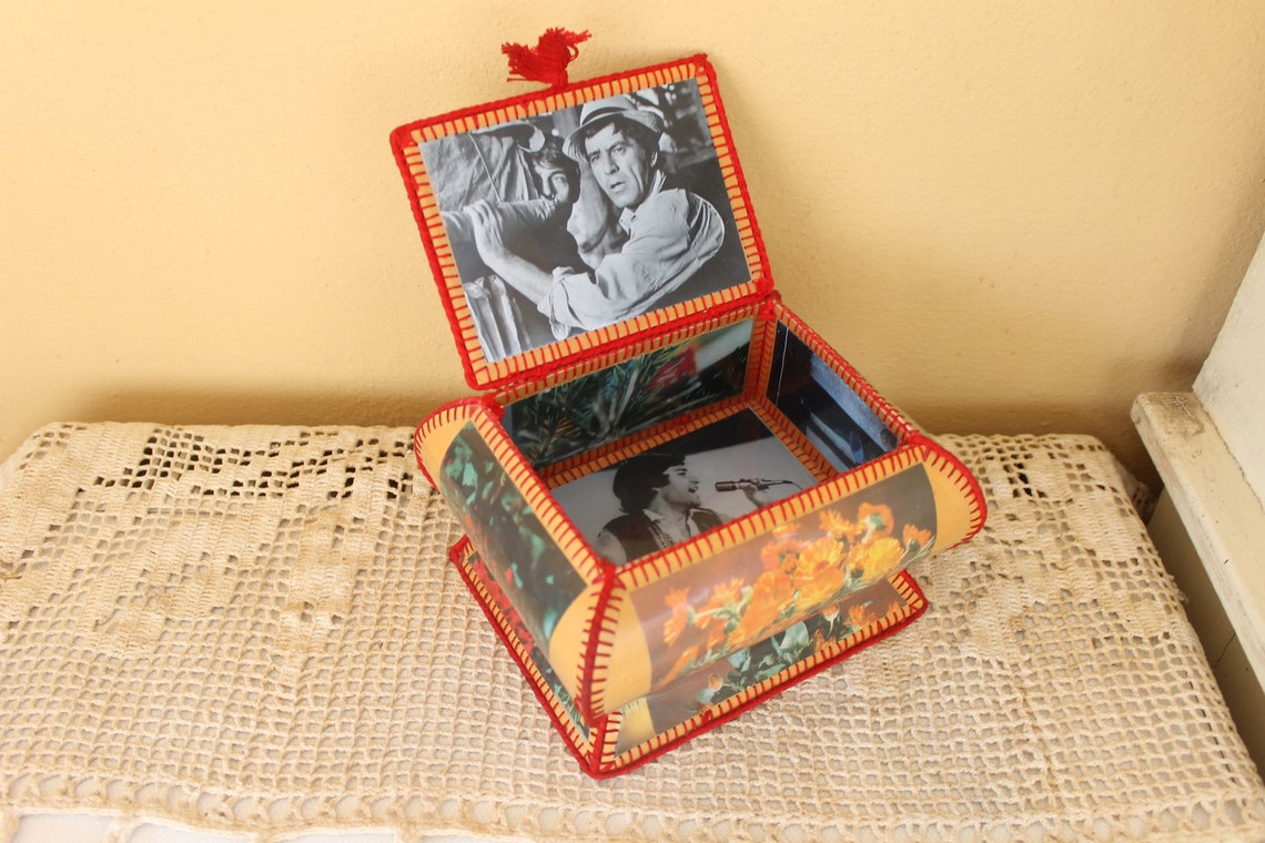 Vintage Box Vinyl Box Handmade Picture Flowers Box Unique - Etsy