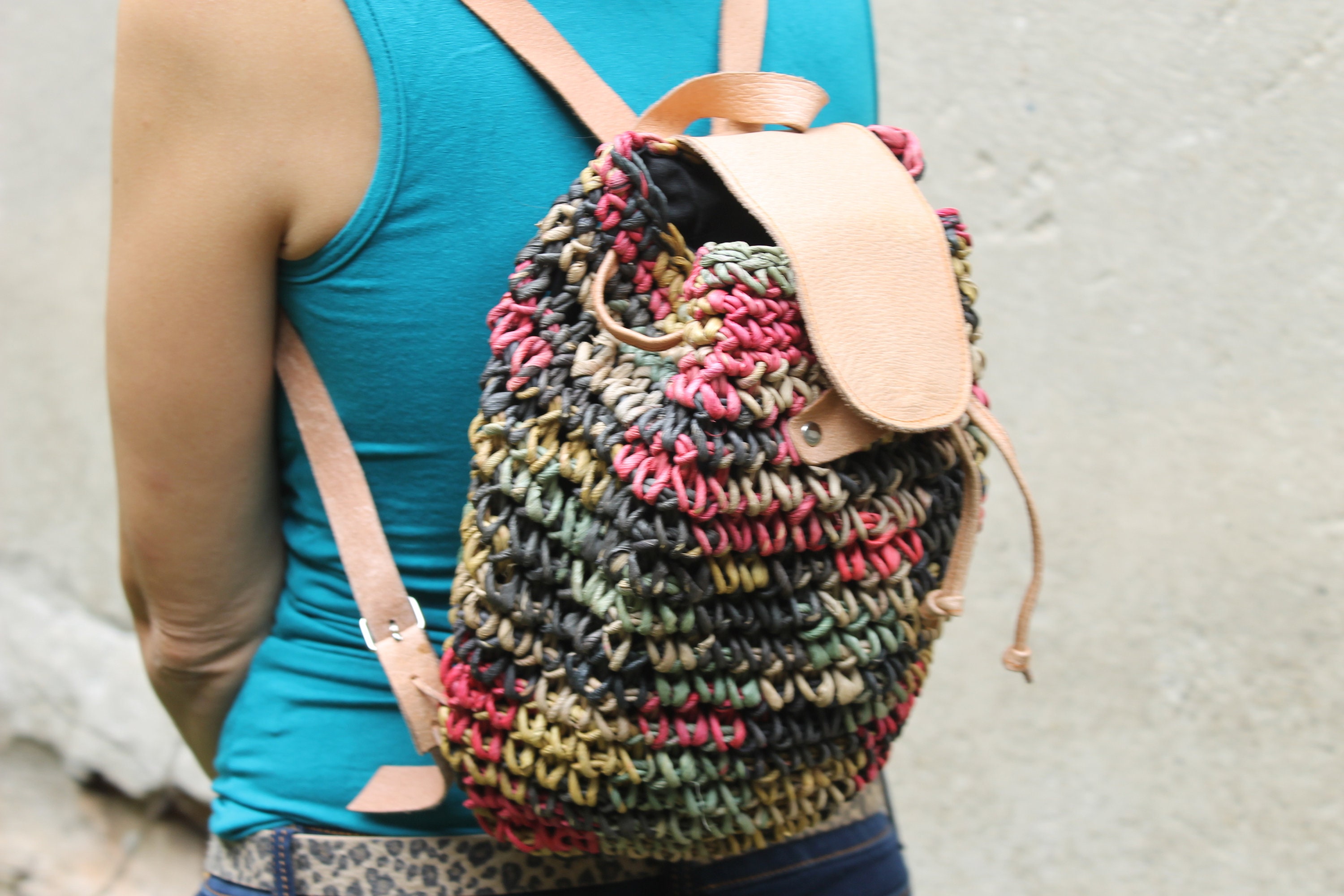 Vintage Backpack Straw Backpack Wicker Backpack Beige Pink - Etsy