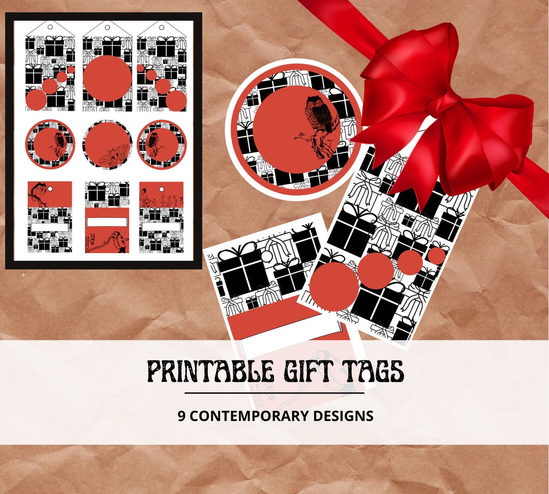 PRINTABLE GIFT TAGS, Contemporary Design, Digital Download, Print at ...