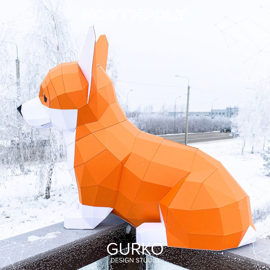 Corgi Puppy NorthPoly Papercraft Gurko Pdf download 3D | Etsy