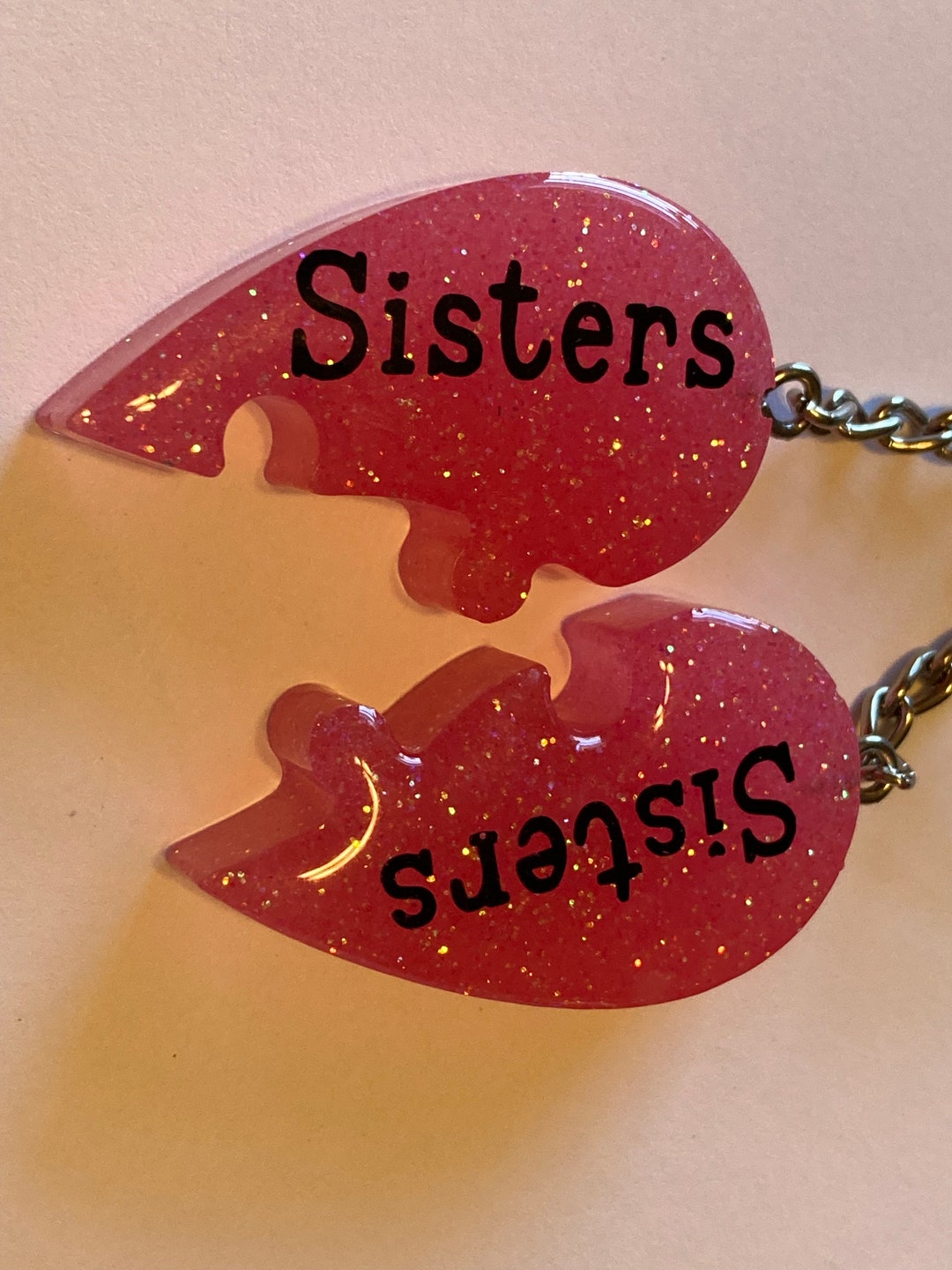 Sisters Hearts Keychains - Etsy