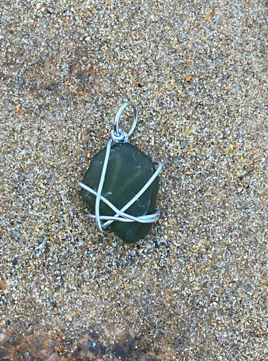 Sea Glass Pendant | Eco-friendly Jewellery | Dark Green Glass | Genuine ...