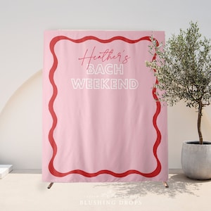 Pink Retro Bachelorette Weekend Backdrop, Wave Bachelorette Party ...