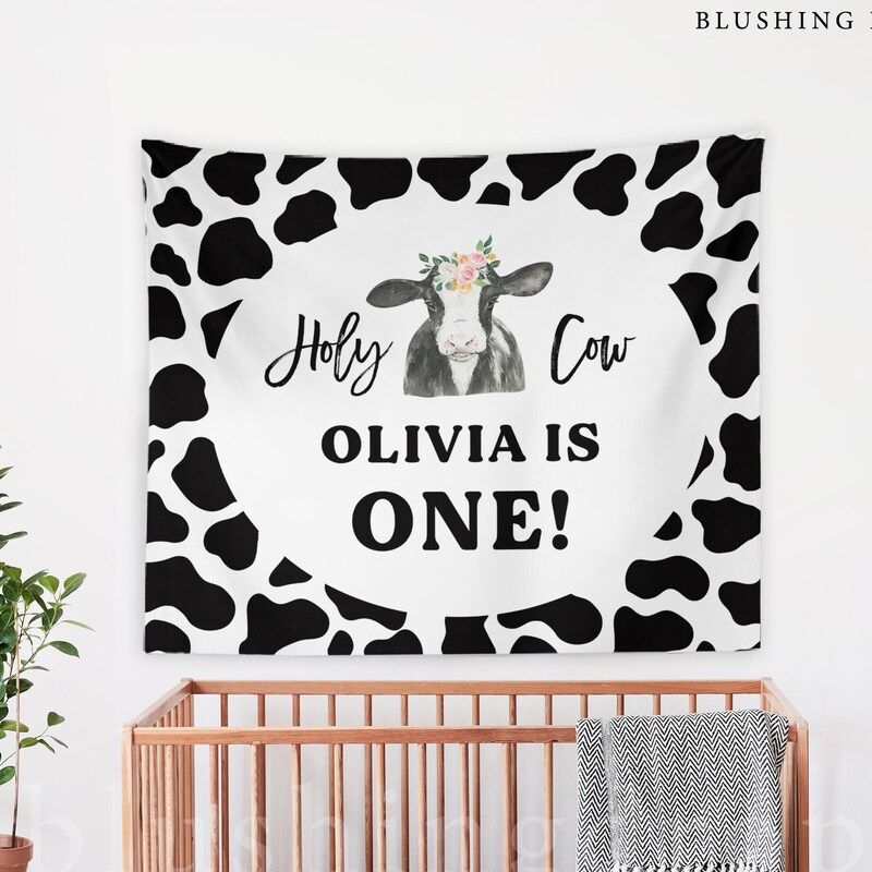 Girls Cow Birthday Banner - Etsy