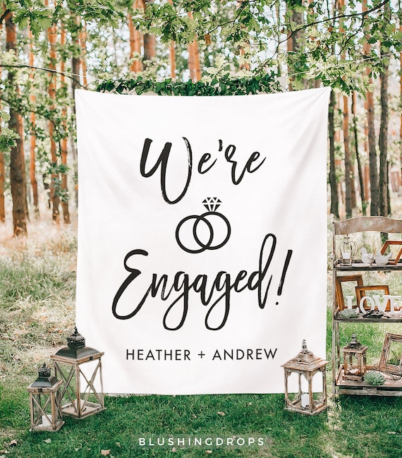 We're Engaged Sign Engagement Backdrop Engagement Party - Etsy