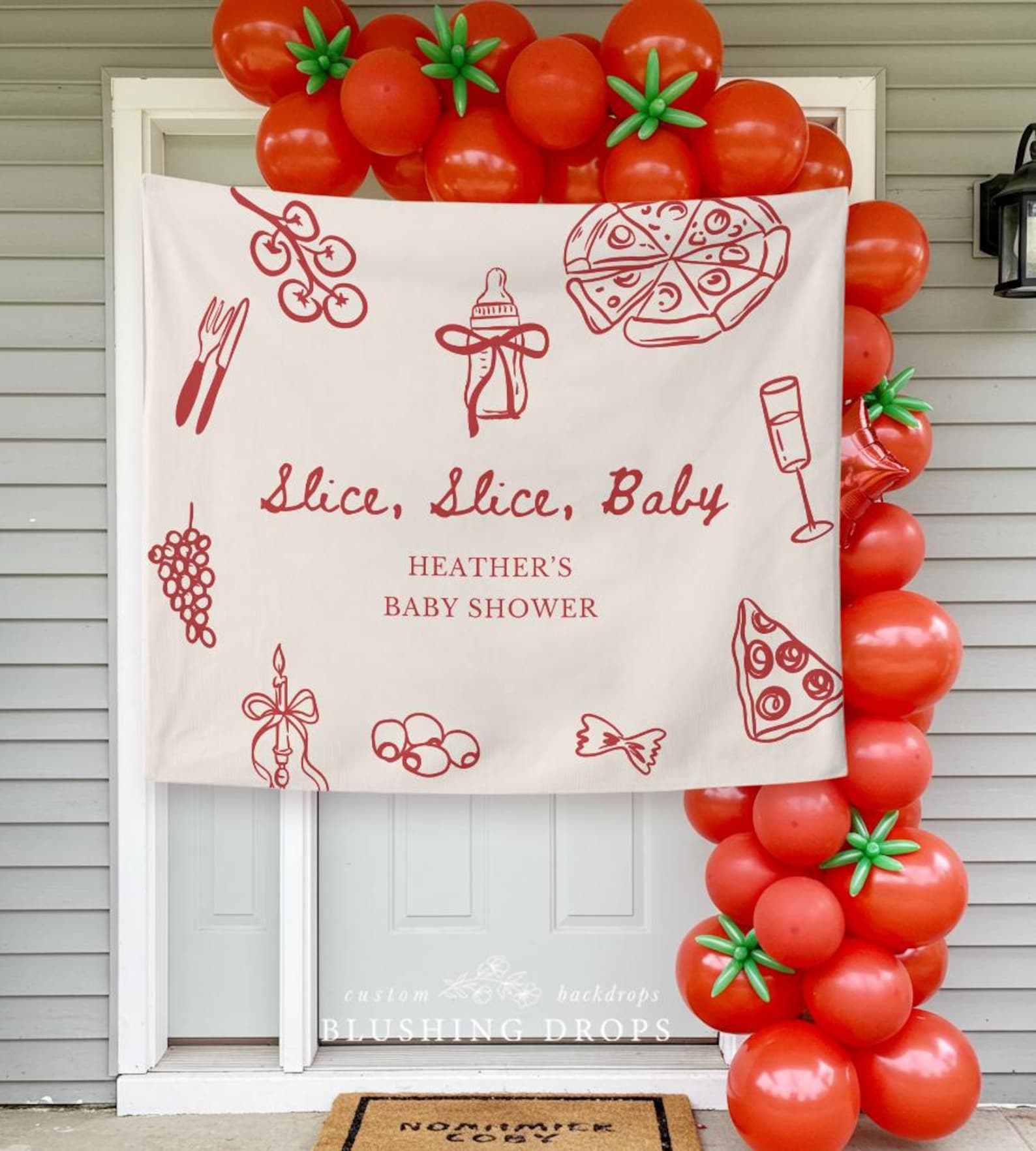 Slice Slice Baby Pizza Baby Shower Backdrop, Ciao Baby Backdrop, Pizza ...
