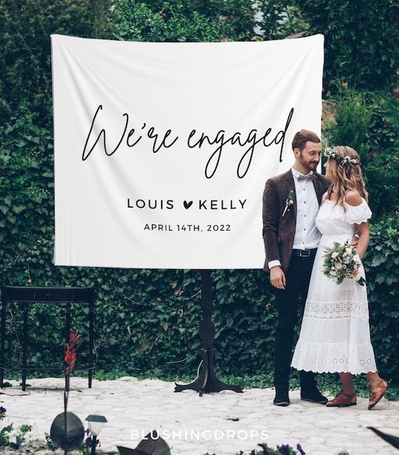 Engagement Party Backdrop, We're Engaged Backdrop, Engagement ...