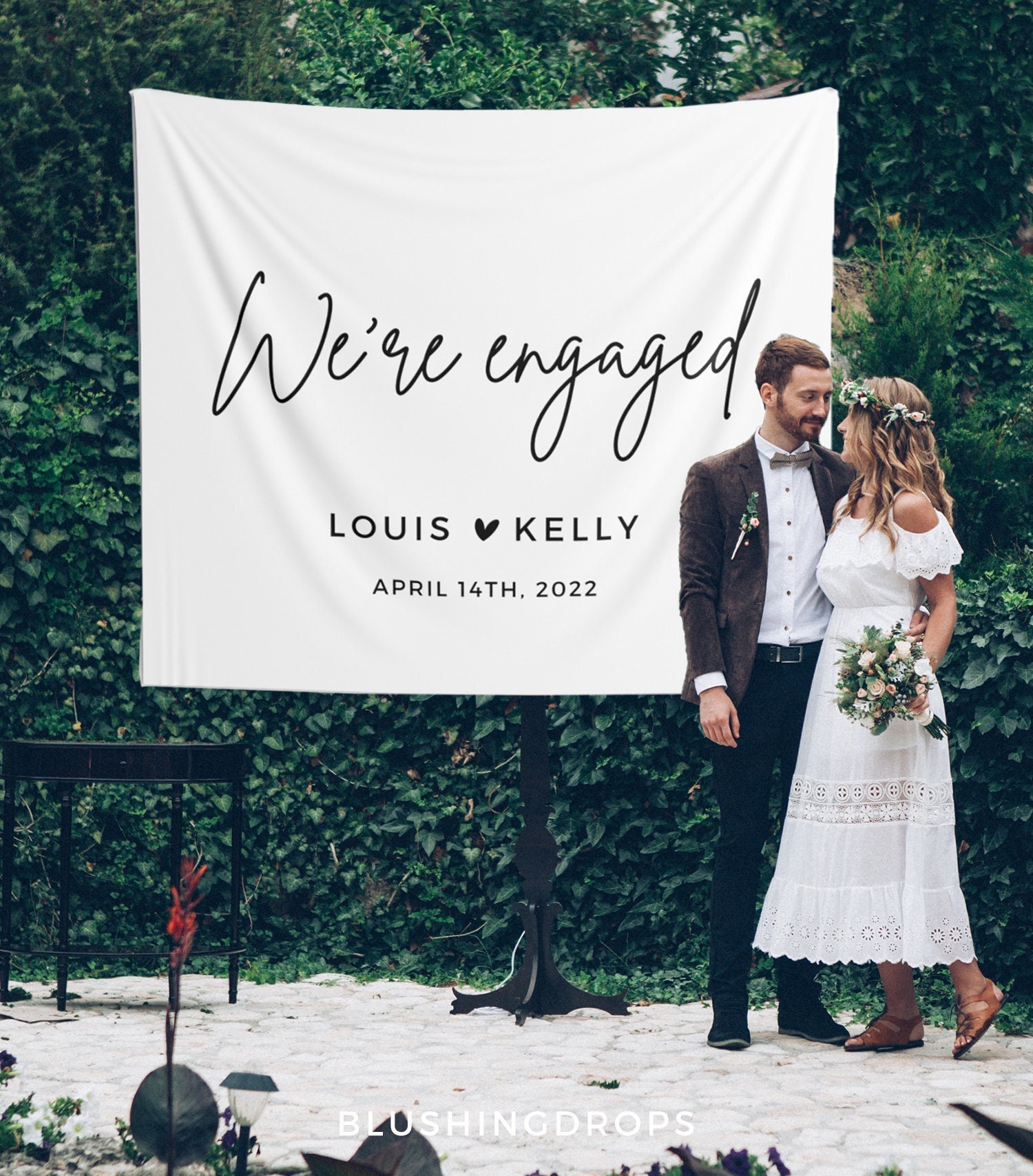Engagement Party Backdrop We're Engaged Backdrop - Etsy