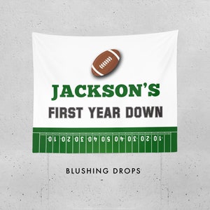 First Year Down Backdrop, Football Theme First Birthday Banner, First ...