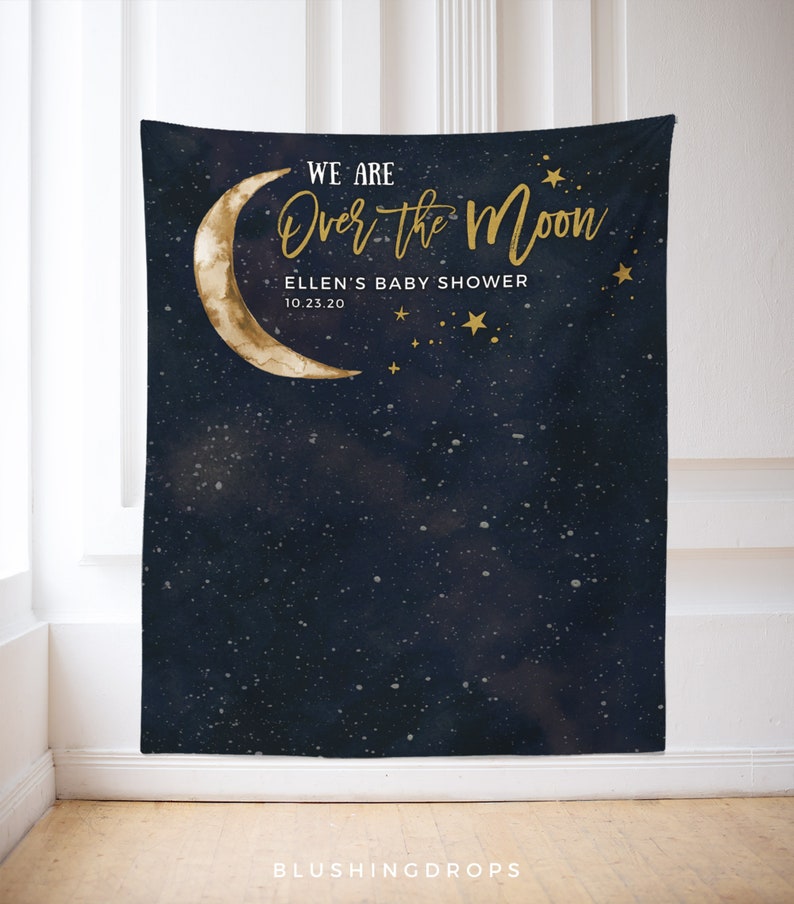 Over the Moon Baby Shower Banner Celestial Baby Shower Moon | Etsy