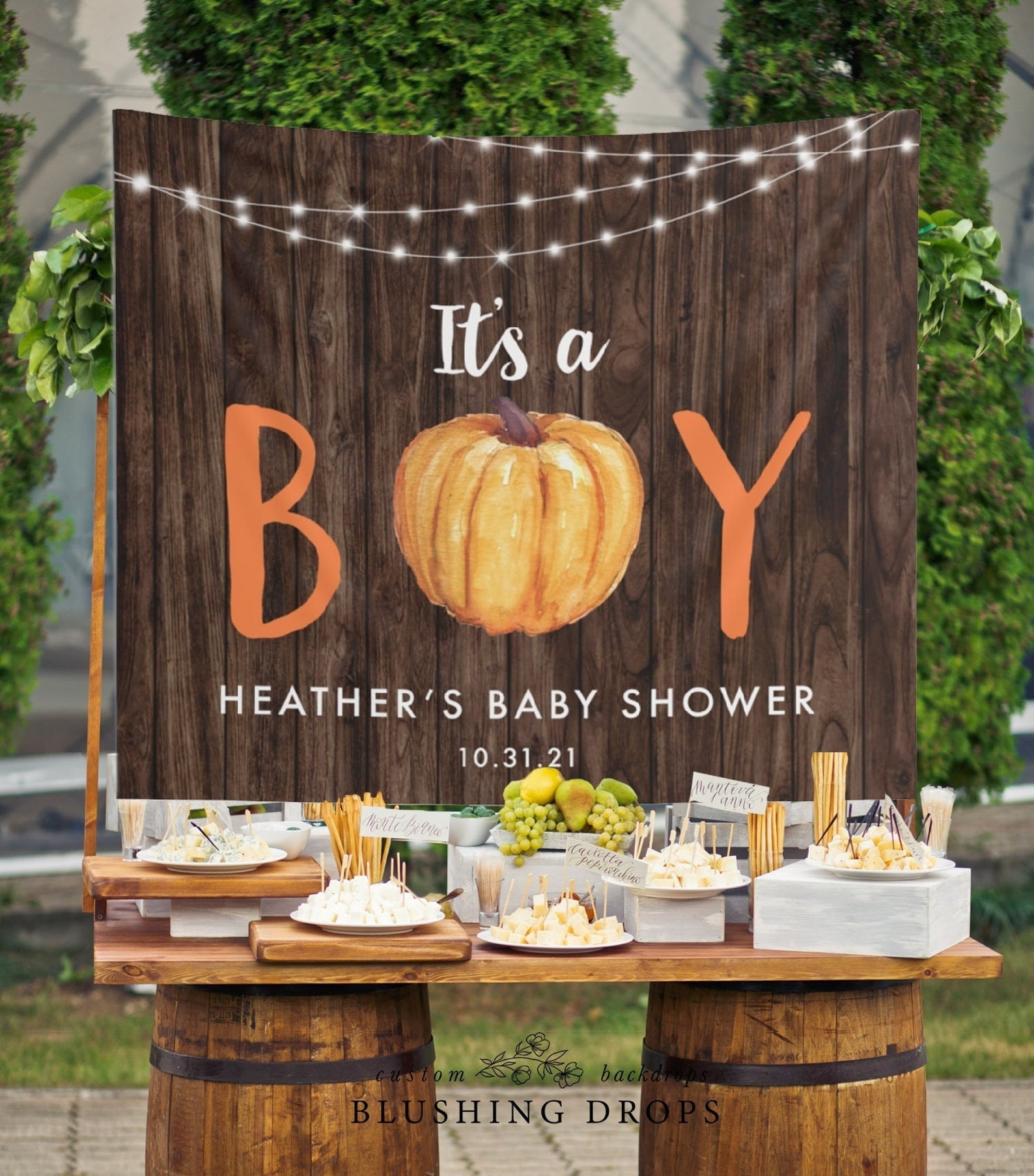 Pumpkin Boy Baby Shower Backdrop Little Pumpkin Baby Shower - Etsy