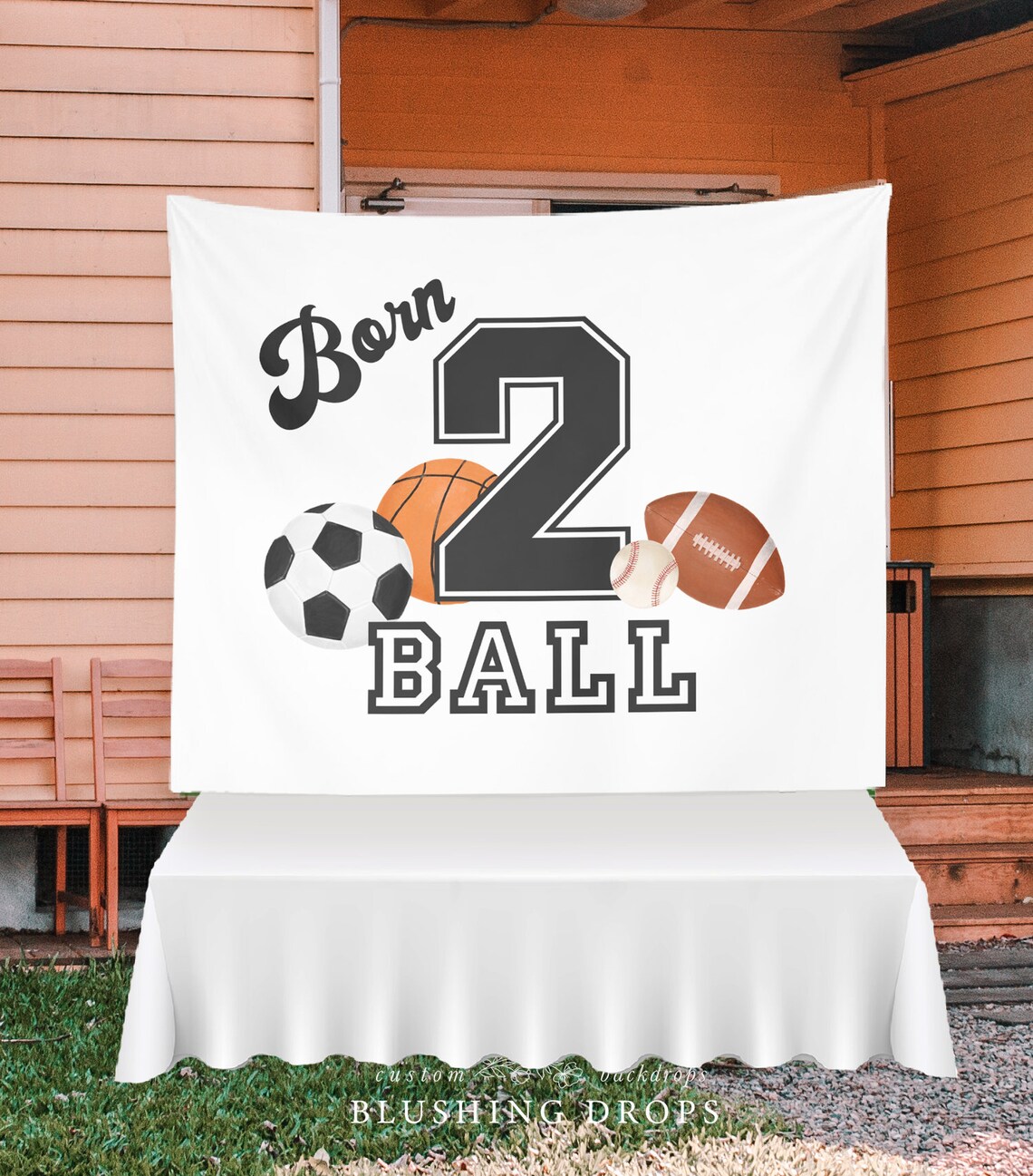 Born 2 Ball Birthday Backdrop, All Star Birthday Banner, Sport 2nd ...