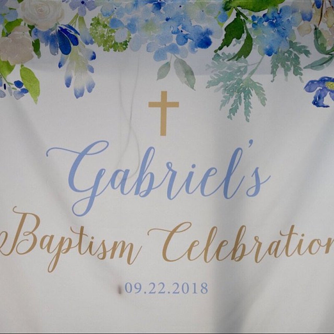 Toile de fond de baptême Bannière de baptême de bébé garçon - Etsy France