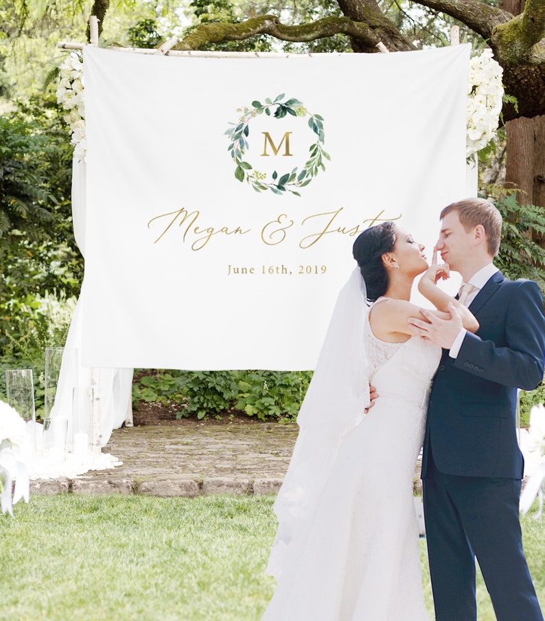 Personalized Wedding Backdrop for Reception, Monogram Backdrop ...