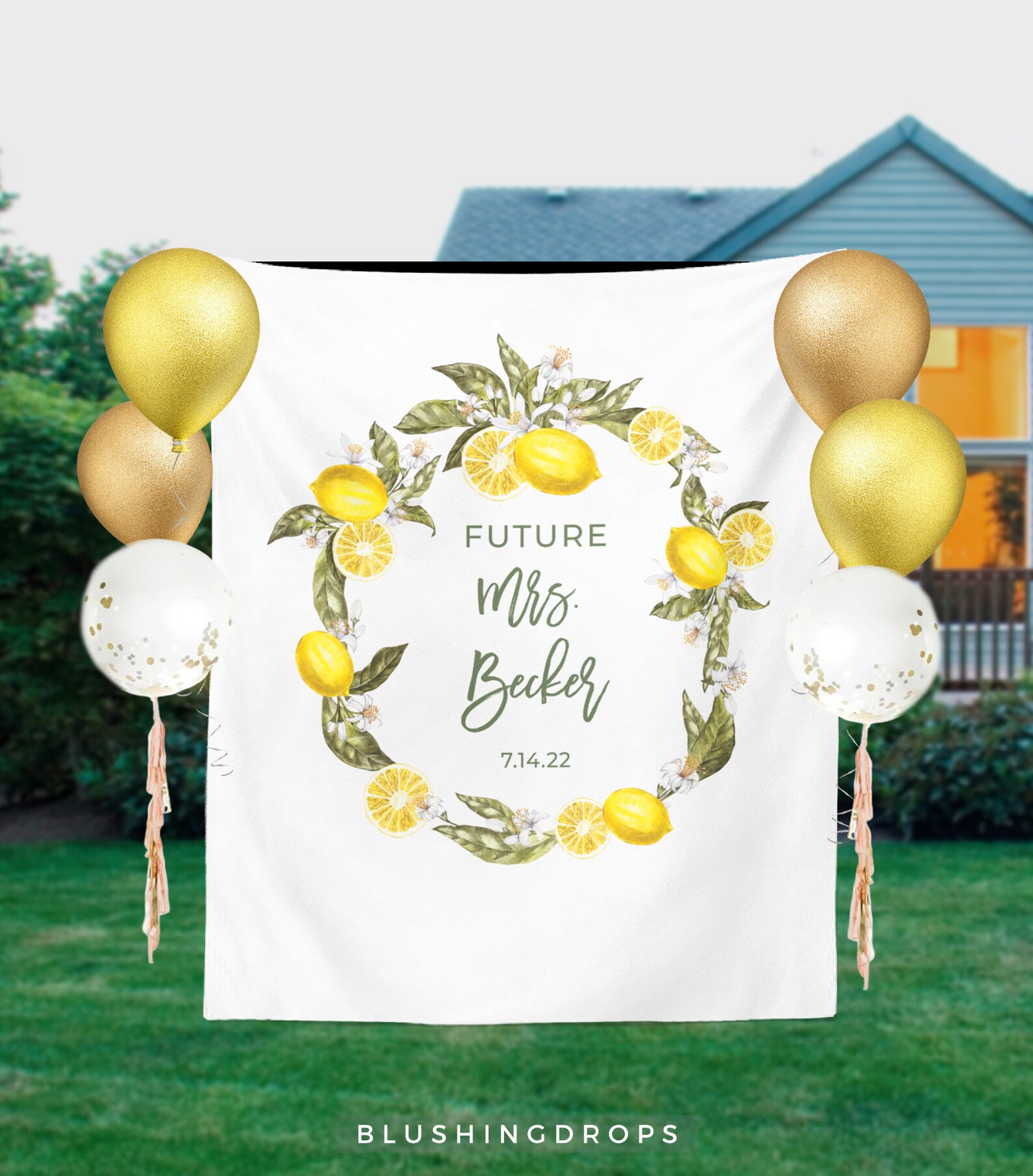 Lemon Backdrop, Lemon Bridal Shower Backdrop, She Found Her Main ...