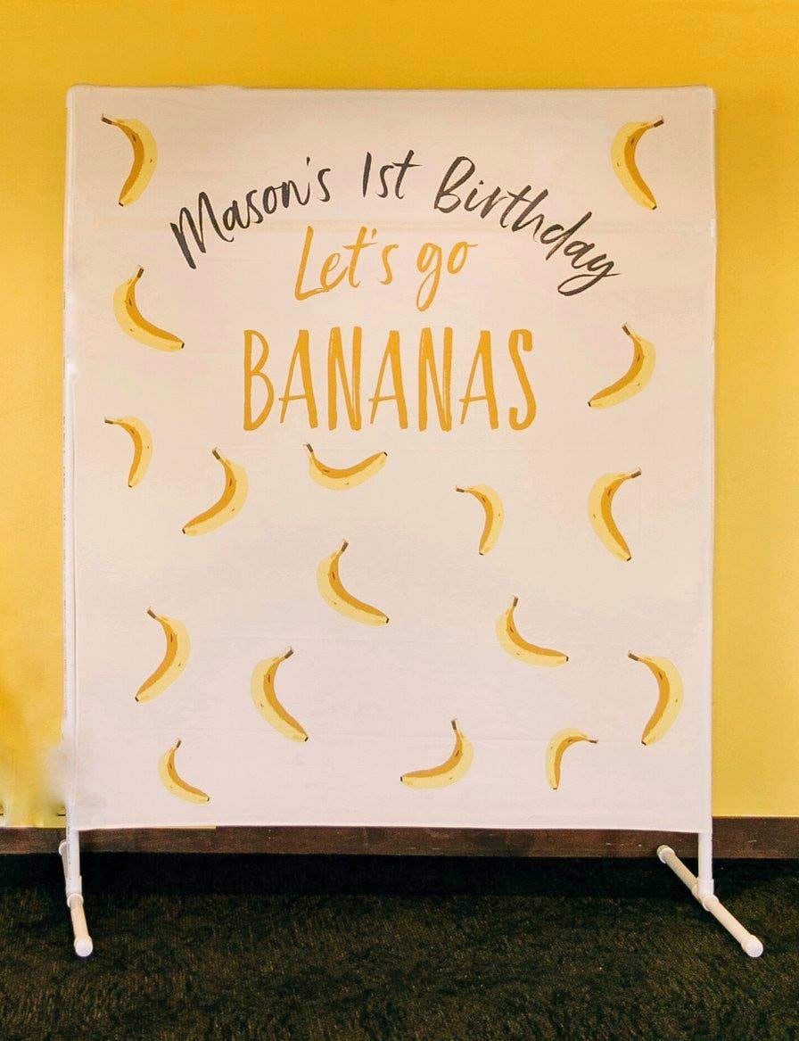 Let's Go Bananas Birthday Backdrop, Bananas Party Banner, Photo Booth ...