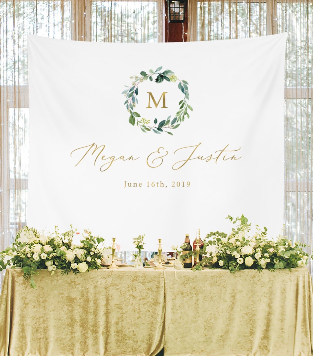 Personalized Wedding Backdrop for Reception, Monogram Backdrop ...